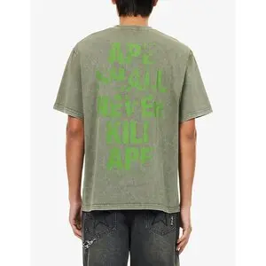 A BATHING APE Ape Head Brand-print Cotton-jersey T-shirt - Olive Drab