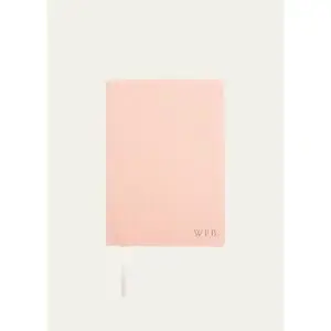 ROYCE NEW YORK Monogrammed Leather Bound Executive Notebook, Personalized - Light Pink