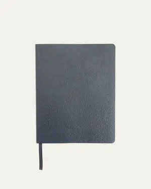 ROYCE NEW YORK Monogrammed Leather Bound Executive Notebook, Personalized Navy
