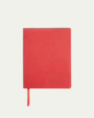 ROYCE NEW YORK Monogrammed Leather Bound Executive Notebook, Personalized Red