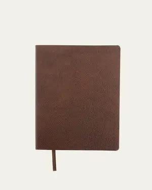 ROYCE NEW YORK Monogrammed Leather Bound Executive Notebook, Personalized Timber