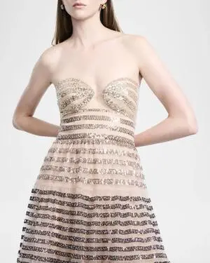 Bcbgmaxazria Strapless Ombré Sequin Mini Dress - Stripe Sequins