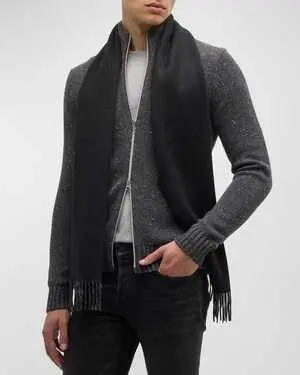 Neiman Marcus Double-face Cashmere Scarf - Black/grey
