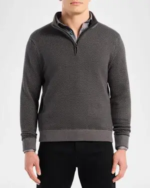 Robert Graham Walton Texture Knit Quarter-zip Pullover - Charcoal