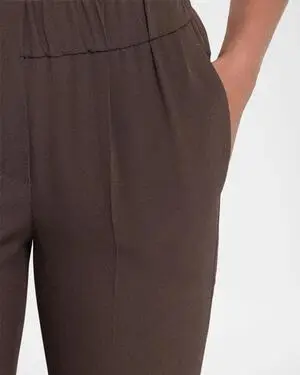 Brunello Cucinelli Silk Crepe Cady Straight-leg Ankle Pants - Brown