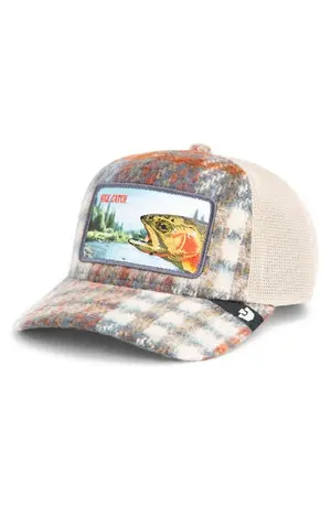 GOORIN BROS Down The River Embroidered Patch Trucker Hat - Plaid