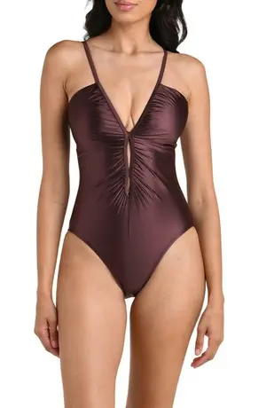 La Blanca Lace-up One-piece Swimsuit - Truffle