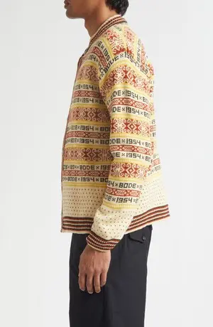BODE Marzipan Fair Isle Wool Cardigan - Beige Multi
