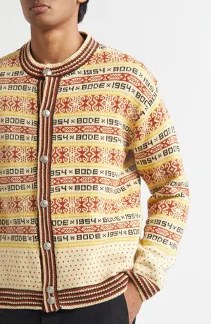 BODE Marzipan Fair Isle Wool Cardigan - Beige Multi