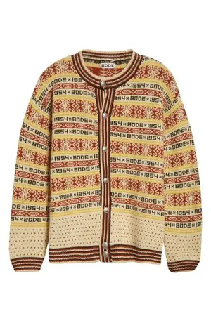 BODE Marzipan Fair Isle Wool Cardigan - Beige Multi