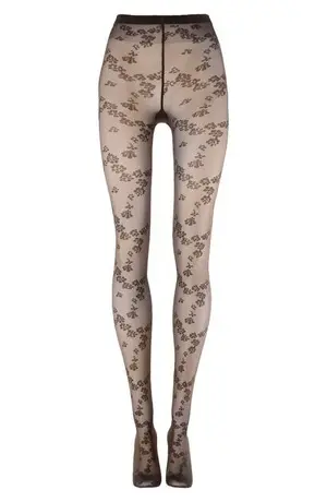 Wolford Floret Tights - Dark Wood