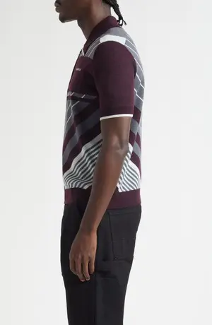 Casablanca Diagonal Stripe Merino Wool Quarter Zip Polo