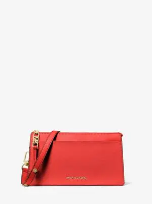 Michael Kors Empire Large Leather Convertible Crossbody Bag - Red