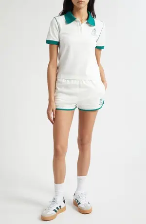 SPORTY & RICH Crown Embroidered '70s Piqué Polo