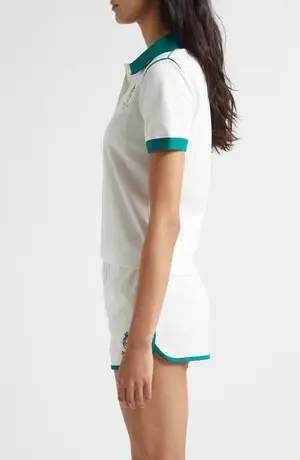 SPORTY & RICH Crown Embroidered '70s Piqué Polo