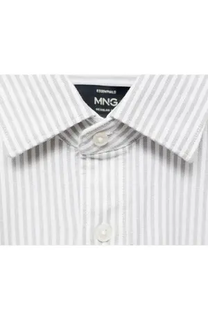 Mango Stripe Cotton Button-up Oxford Shirt