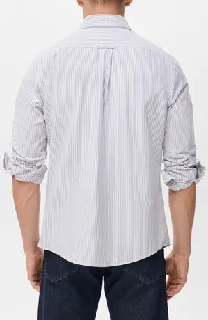 Mango Stripe Cotton Button-up Oxford Shirt
