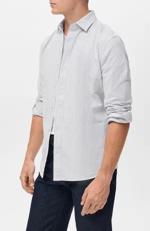 Mango Stripe Cotton Button-up Oxford Shirt