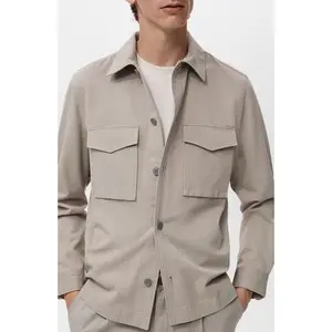 Mango Regular Fit Lyocell & Cotton Jacket - Light/pastel Grey