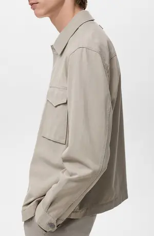 Mango Regular Fit Lyocell & Cotton Jacket - Light/pastel Grey