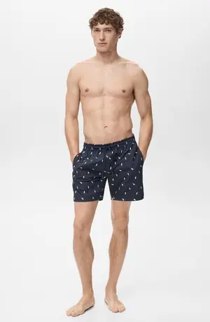 Mango Shell Embroidered Swim Trunks