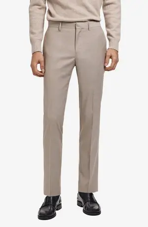 Mango Paris Slim Fit Suit Pants - Sand