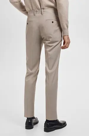 Mango Paris Slim Fit Suit Pants - Sand