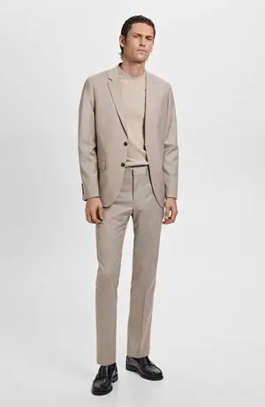 Mango Paris Slim Fit Suit Pants - Sand