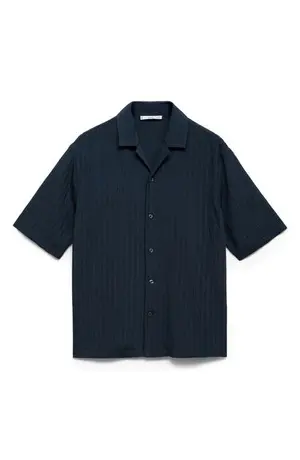 Mango Stripe Embroidered Camp Shirt