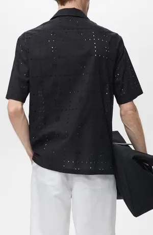 Mango Cotton Broderie Anglaise Button-up Shirt