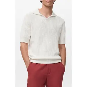 Mango Johnny Collar Polo Sweater - Off White