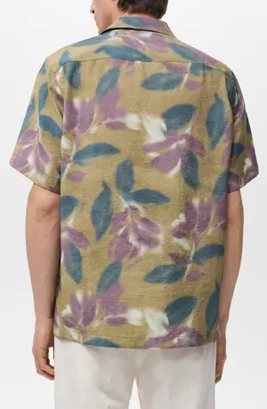 Mango Abstract Floral Print Camp Shirt