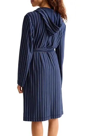 Fleur't Hooded Robe - Ink/praline Stripe