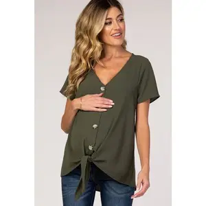 PINKBLUSH Button Tie Front Maternity Top