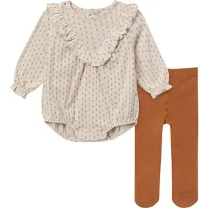 MODERN MOMENTS™ BY GERBER Baby Bubble Romper And Tights Set - Brown Fleur