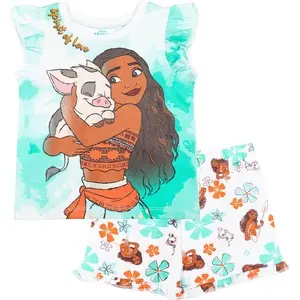 Disney Printed T-shirt & French Terry Shorts Set - Moana Blue