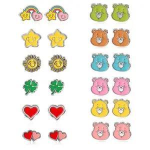 CARE BEARS Stud Earrings Set Of 12 - Multi