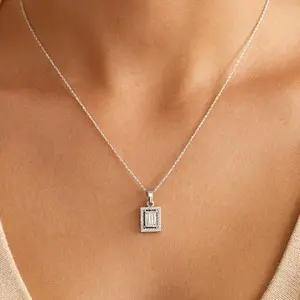 DONATELLO GIAN Emerald Cut Moissanite Pendant Necklace