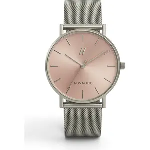 NCMPRBL Advance Blush Mesh Strap Watch - Silver/pink