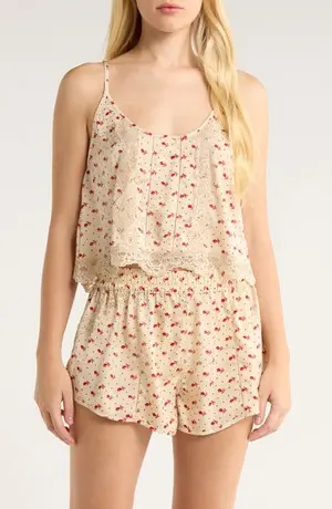 Free People Midnight Muse Satin Pajamas - Sand Combo