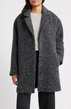 Eileen Fisher Alpaca And Wool Blend Faux Shearling Coat - Chash