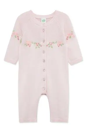 LITTLE ME Garland Cotton Sweater Romper - Pink