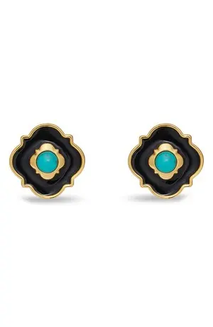 Lele Sadoughi Biltmore Button Stud Earrings - Patina Green