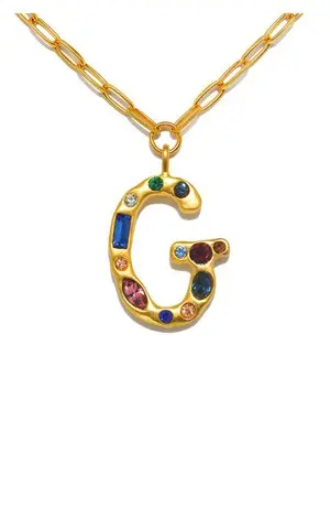 Sequin Emilie Crystal Initial Pendant Necklace Gold - G