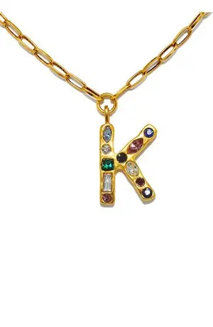 Sequin Emilie Crystal Initial Pendant Necklace - Gold - K