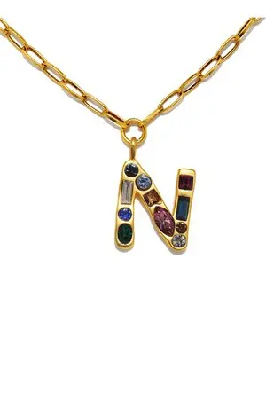 Sequin Emilie Crystal Initial Pendant Necklace Gold - N
