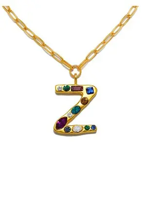 Sequin Emilie Crystal Initial Pendant Necklace Gold - Z