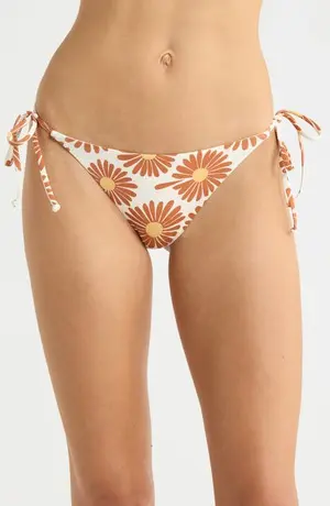 BILLABONG Fresh Daze Floral Side Tie Bikini Bottoms - Salt Crystal