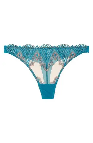 DITA VON TEESE Fortunia Embroidered Mesh Thong