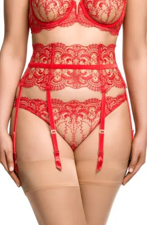 DITA VON TEESE Nom De Plume Suspender Belt - Flame